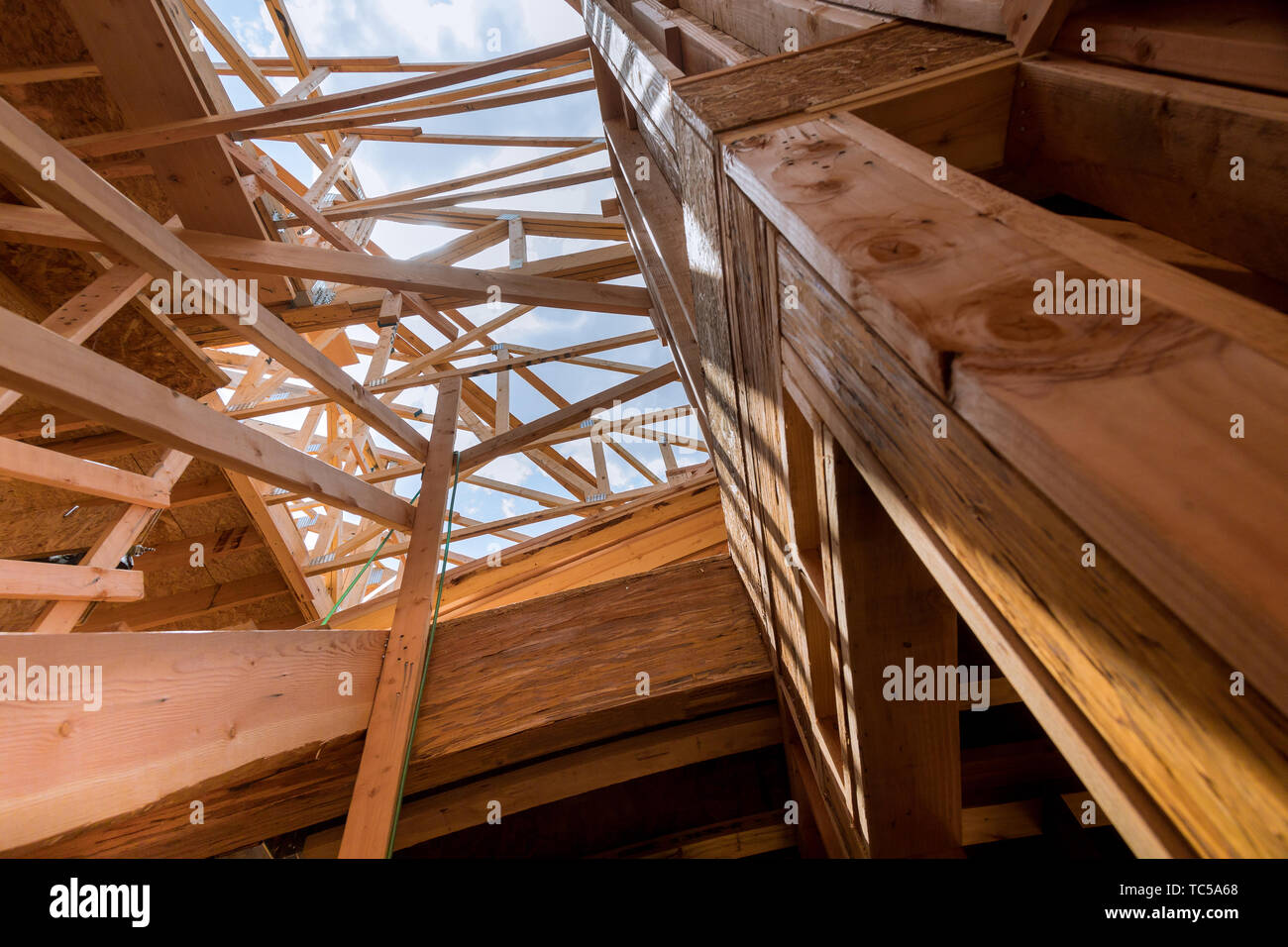 New construction of beam construction house framed the ground up ...