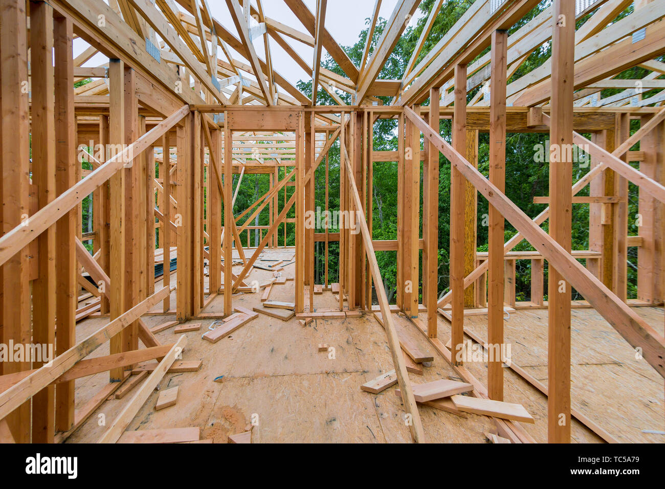 Framing beam of new house under construction home beam construction ...