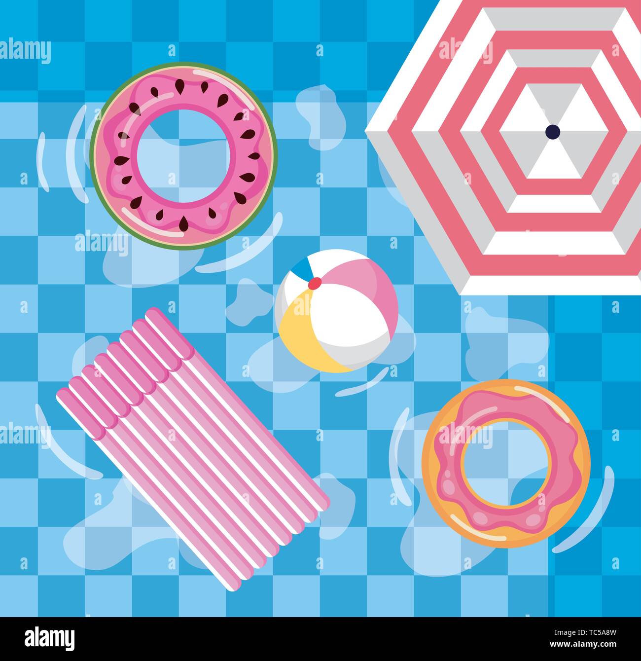 Summer design with pool and umbrella, vector illustration Stock Vector ...