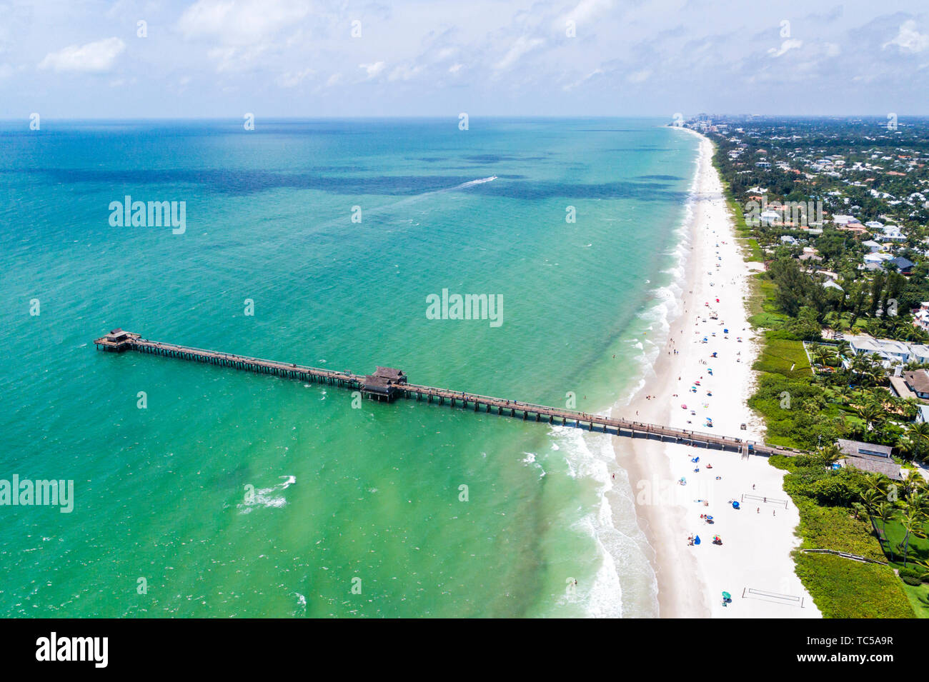 Naples Florida,Gulf of Mexico historic Pier public beach beaches,aerial ...