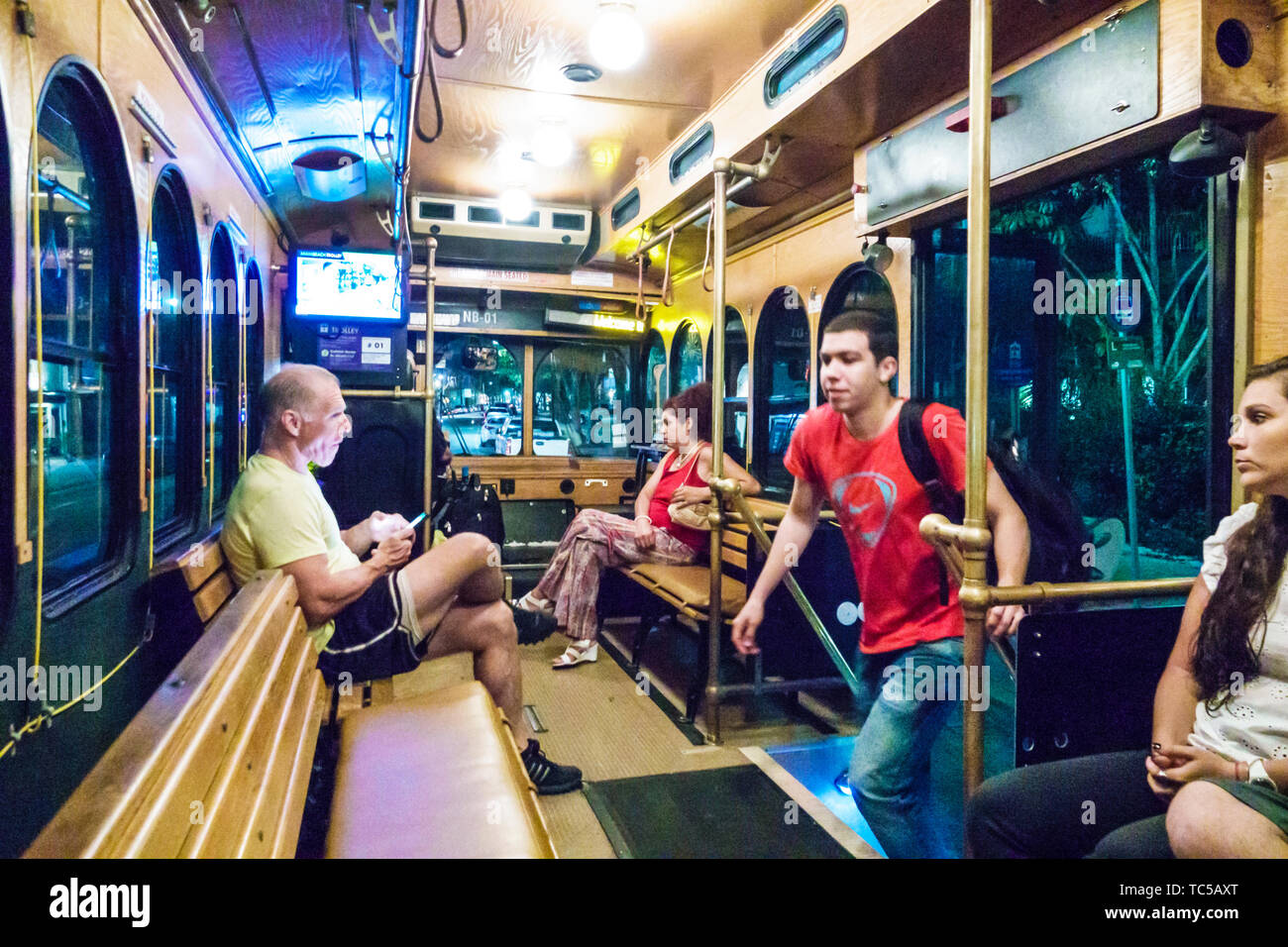 Miami Beach Florida,North Beach Loop free trolley bus public ...