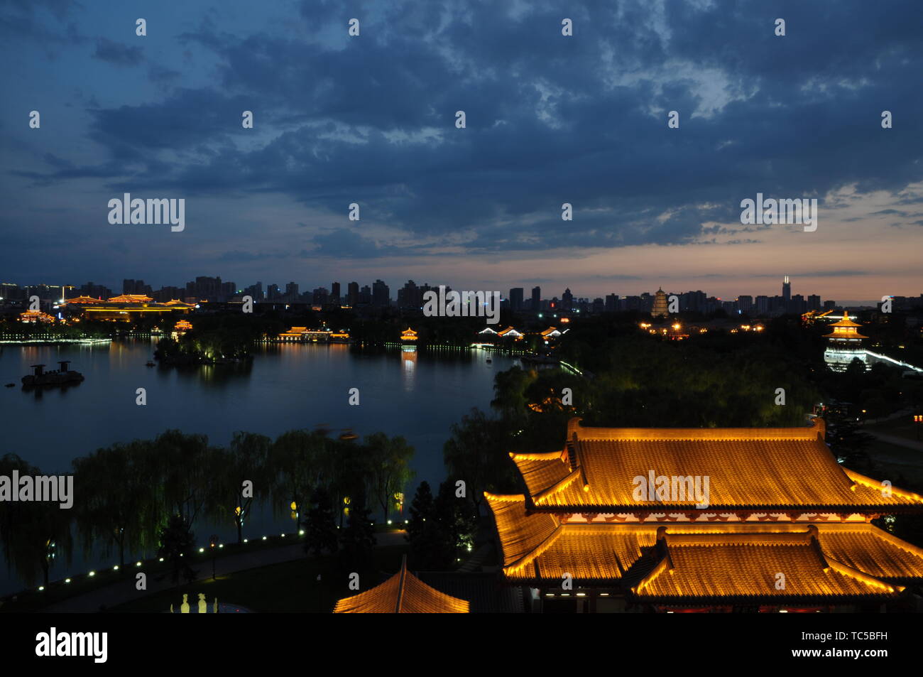 Night View of Furong Garden in Datang, Xi'an Stock Photo - Alamy