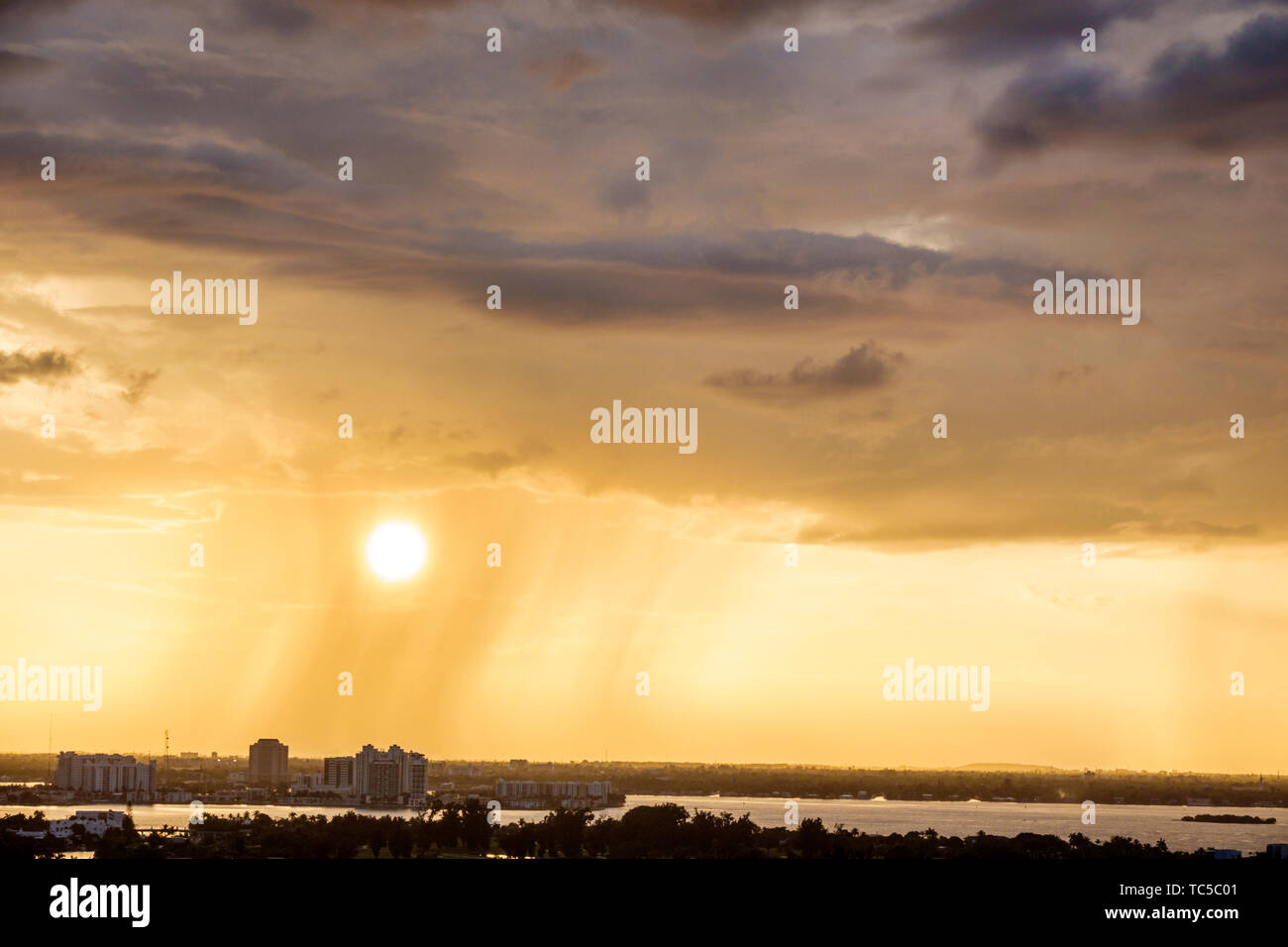 Miami Beach Florida,Normandy Isles,North Bay water Village,sunset ...