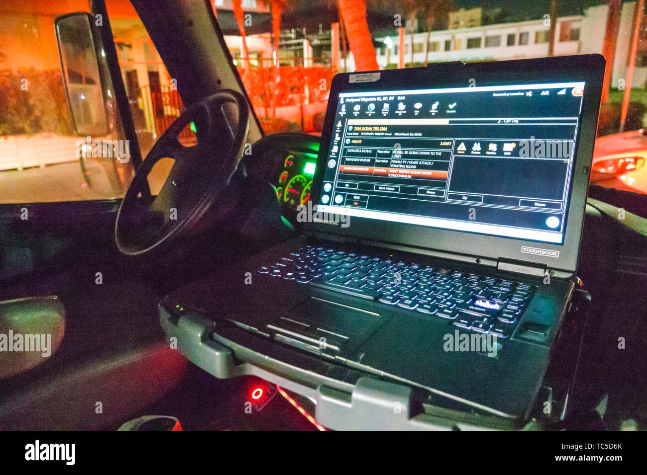 Miami Beach Florida,North Beach,Fire Rescue ambulance,inside interior ...