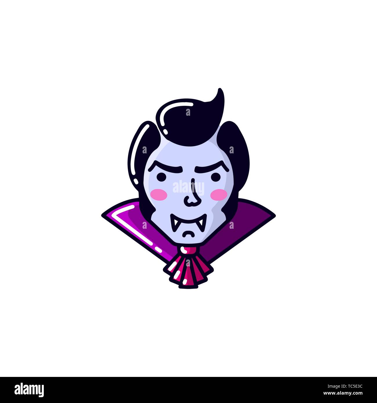 Halloween Character Evil Dracula Vampire flat line style. Vector ...