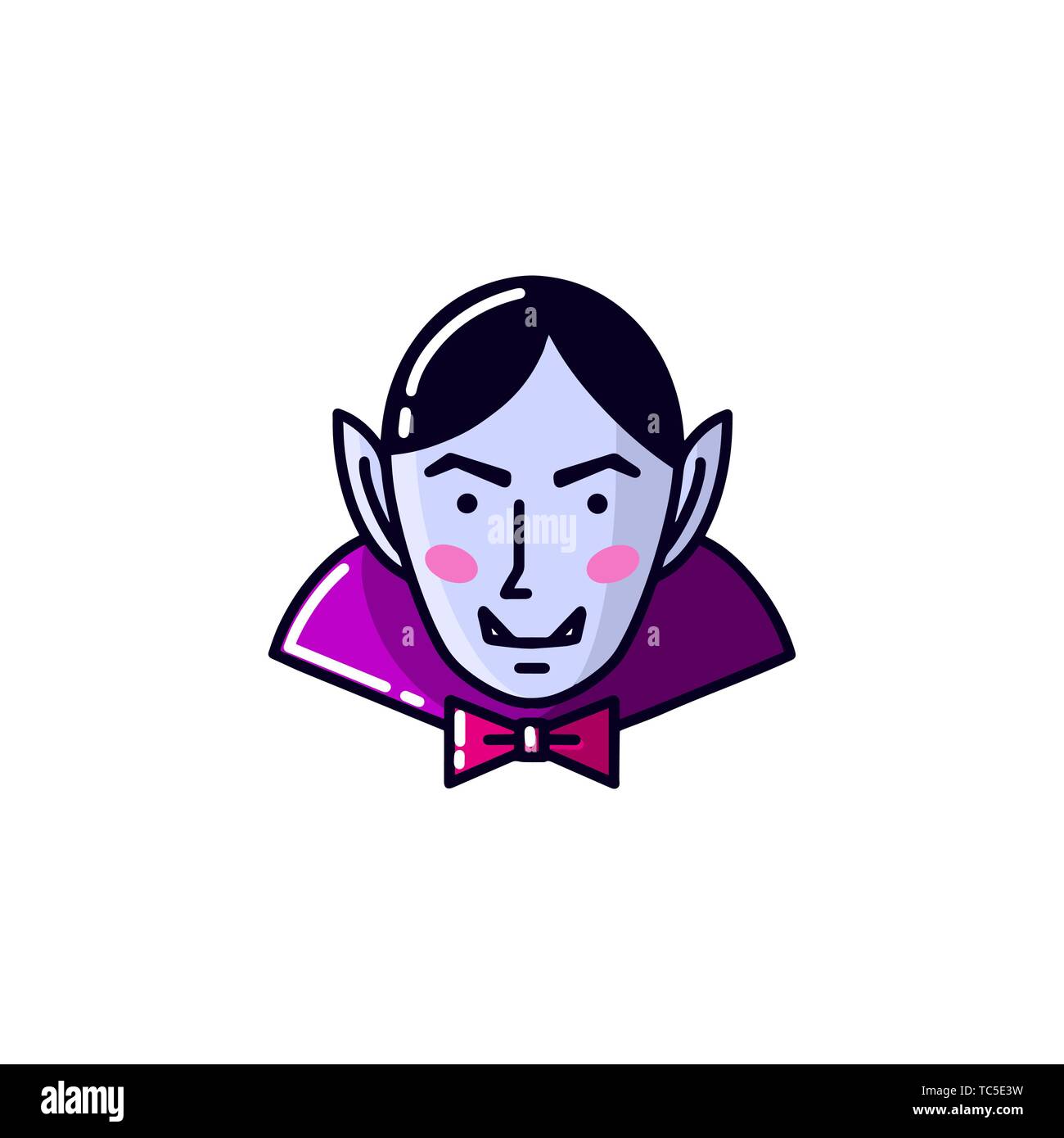 Halloween Character Evil Dracula Vampire flat line style. Vector ...