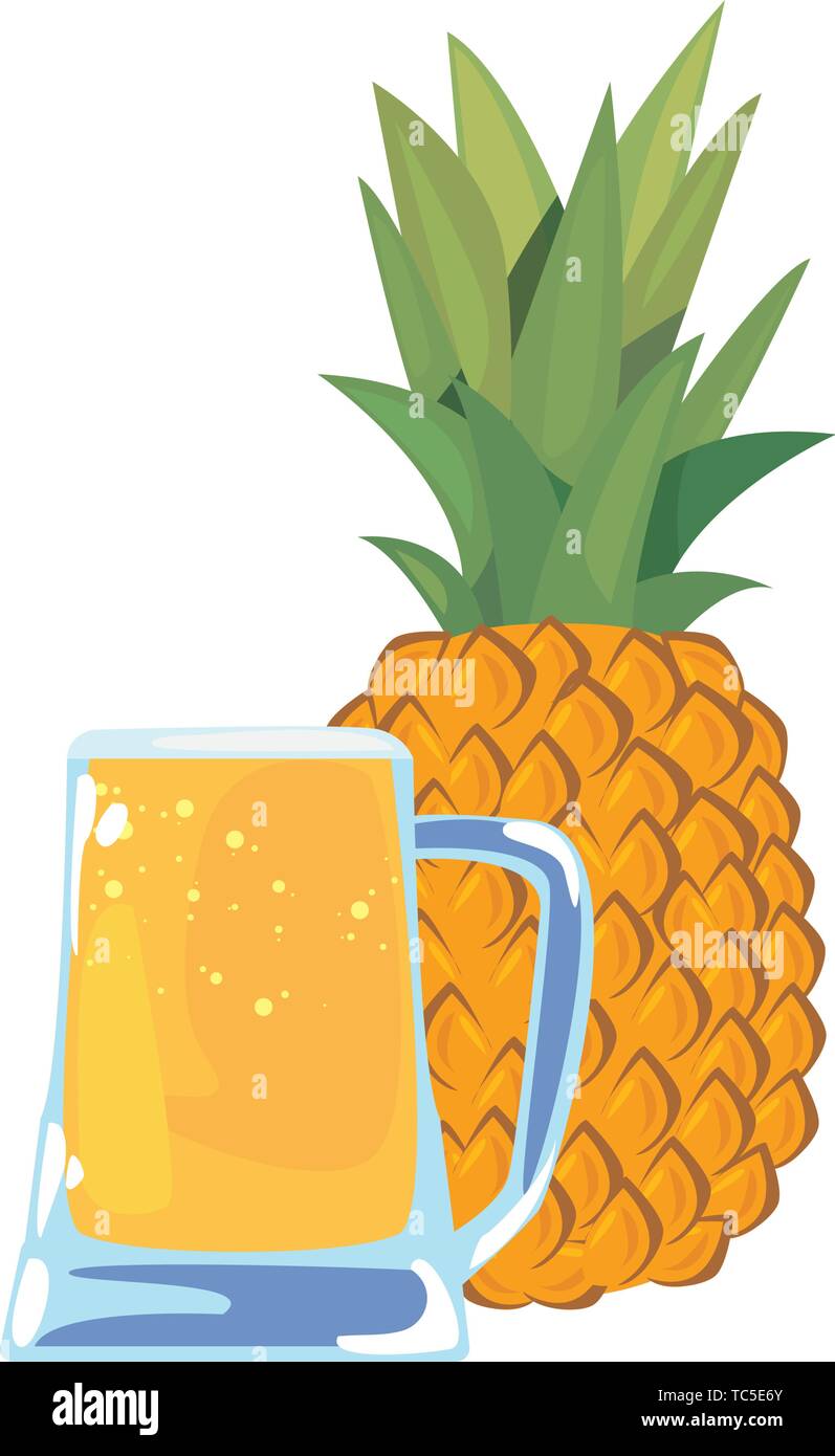 pitcher with fresh juice fruit pineapple vector illustration Stock ...