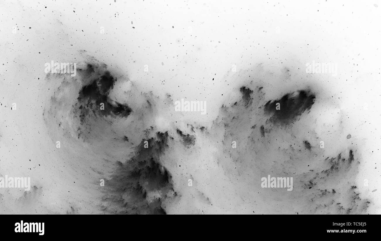 Dark matter, black and white, computer generated abstract intensity map ...
