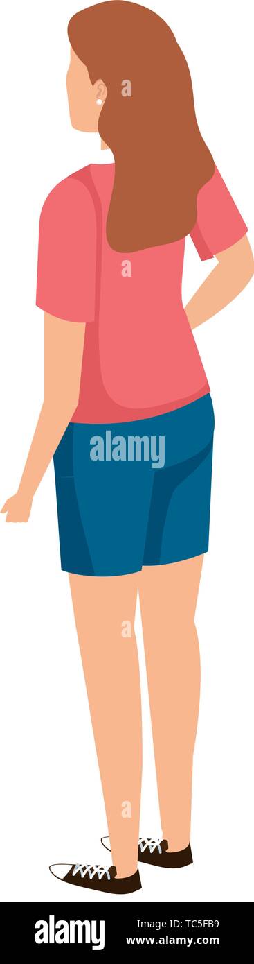 cute young woman back character Stock Vector Image & Art - Alamy