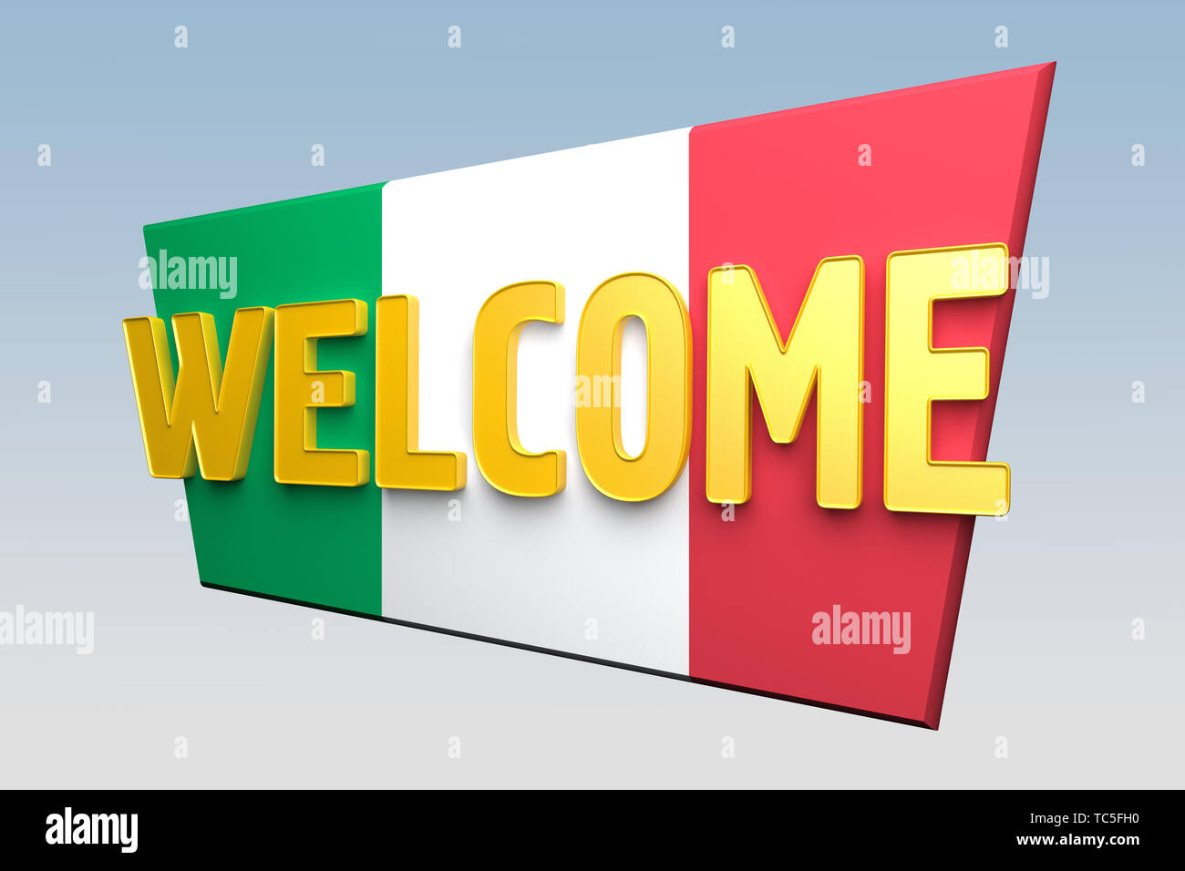 welcome sign is painted color of flag Italy. 3d rendering Stock Photo ...