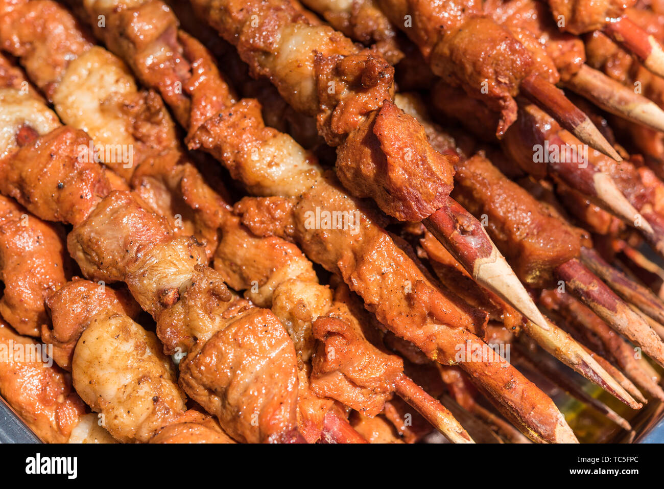 Chinese snack red willow kebab close-up Stock Photo - Alamy