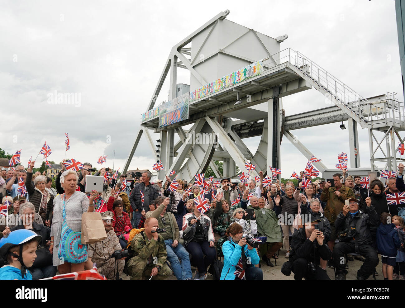 People at the Pegasus Bridge in Normandy, France during commemorations ...
