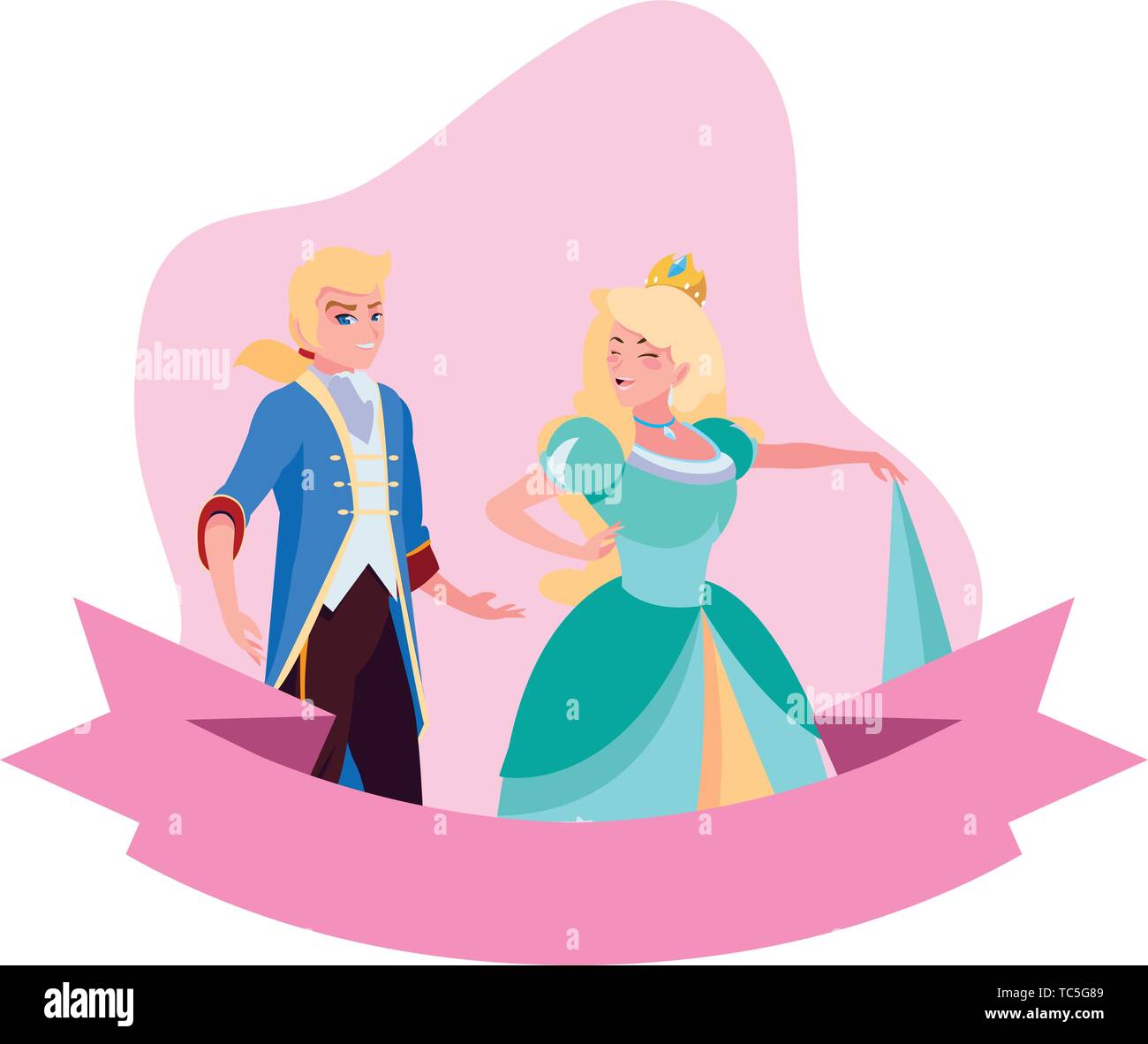 prince charming and princess of tales characters vector illustration ...
