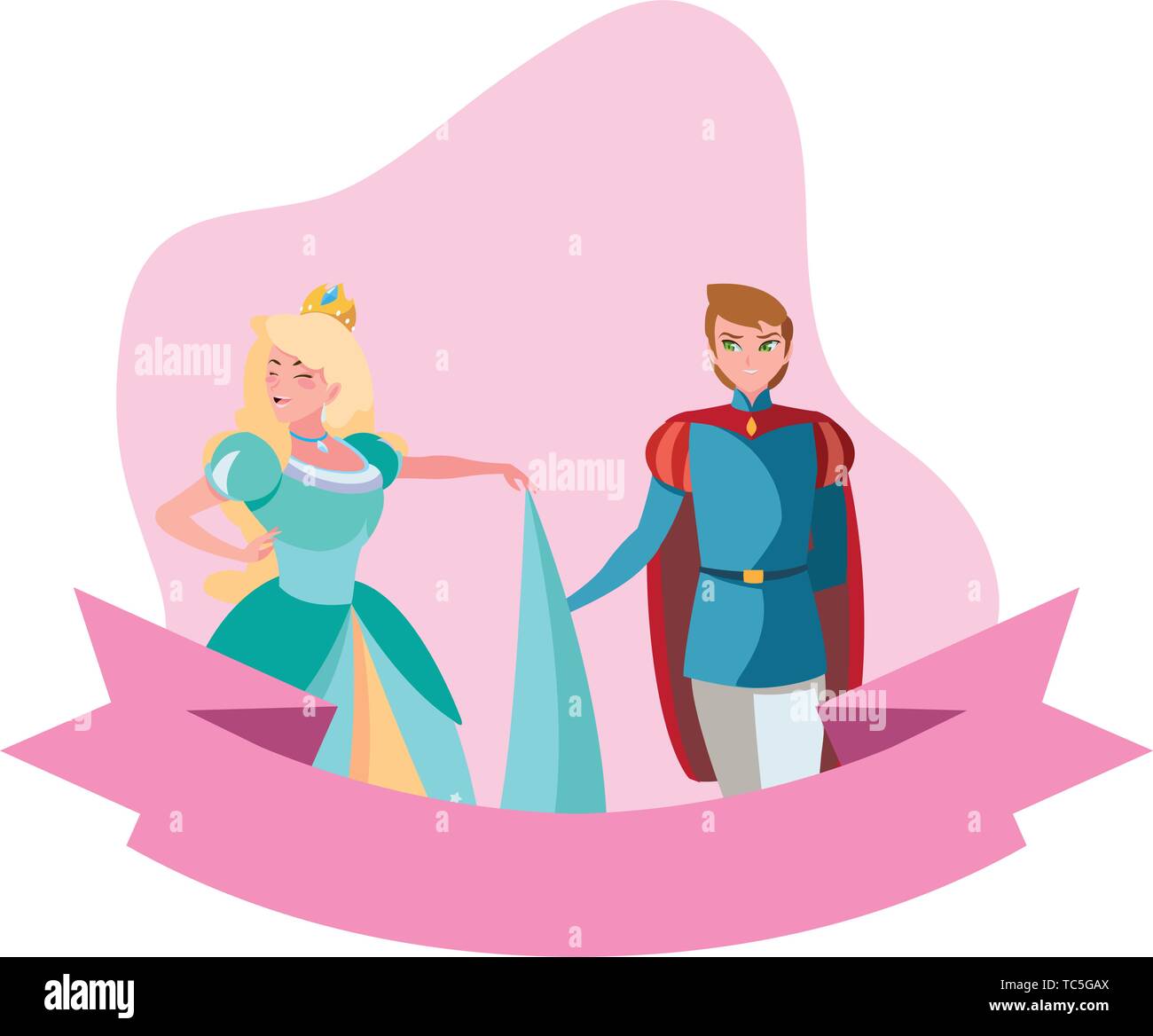 prince charming and princess of tales characters vector illustration ...