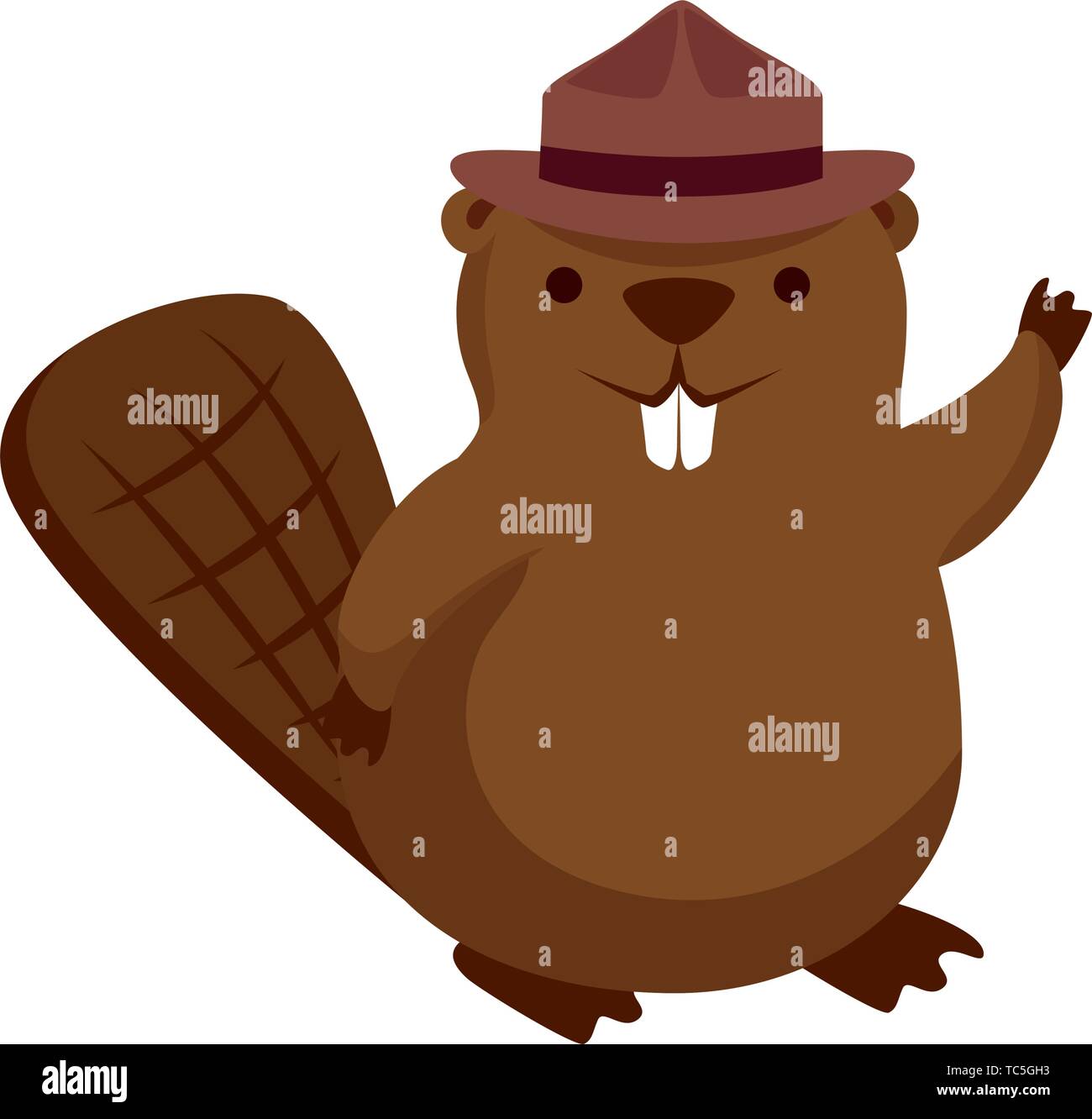cute beaver with ranger hat mascot animal Stock Vector Image & Art - Alamy