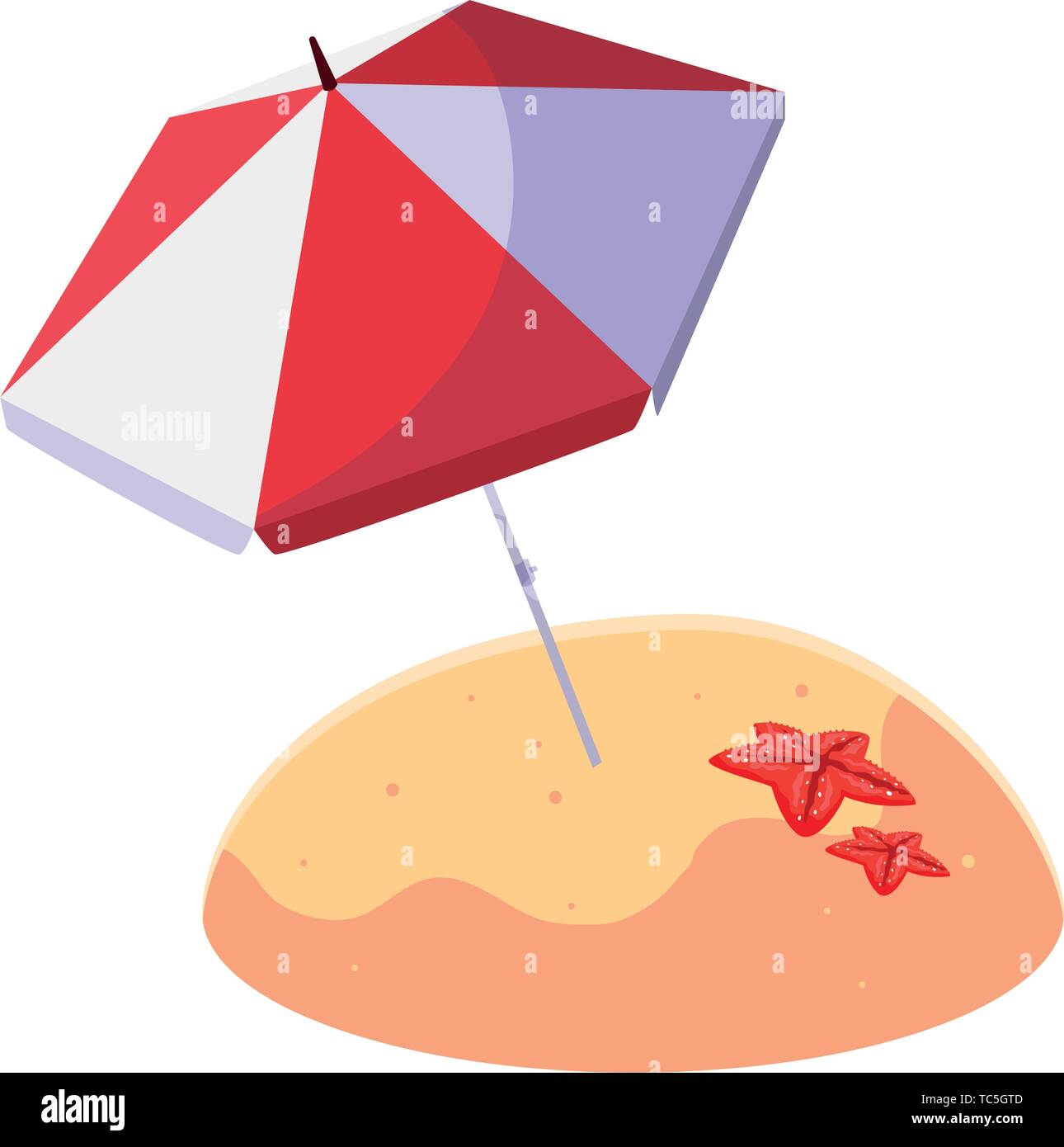 summer sand beach with umbrella and starfish vector illustration design ...