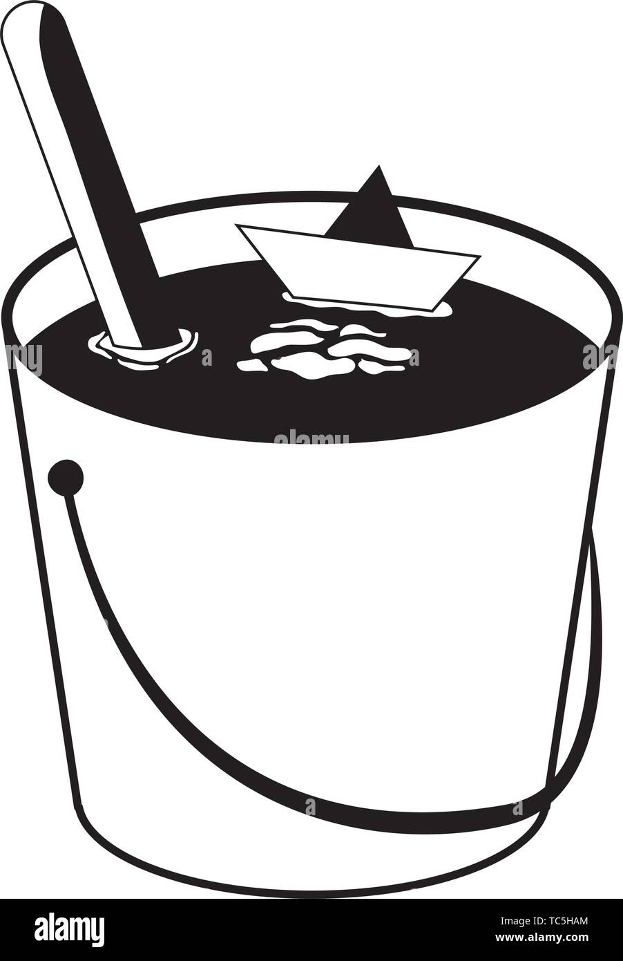 water bucket with paper ship vector illustration design Stock Vector ...