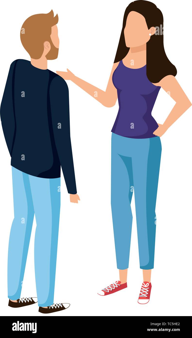 young couple talking avatars characters Stock Vector Image & Art - Alamy