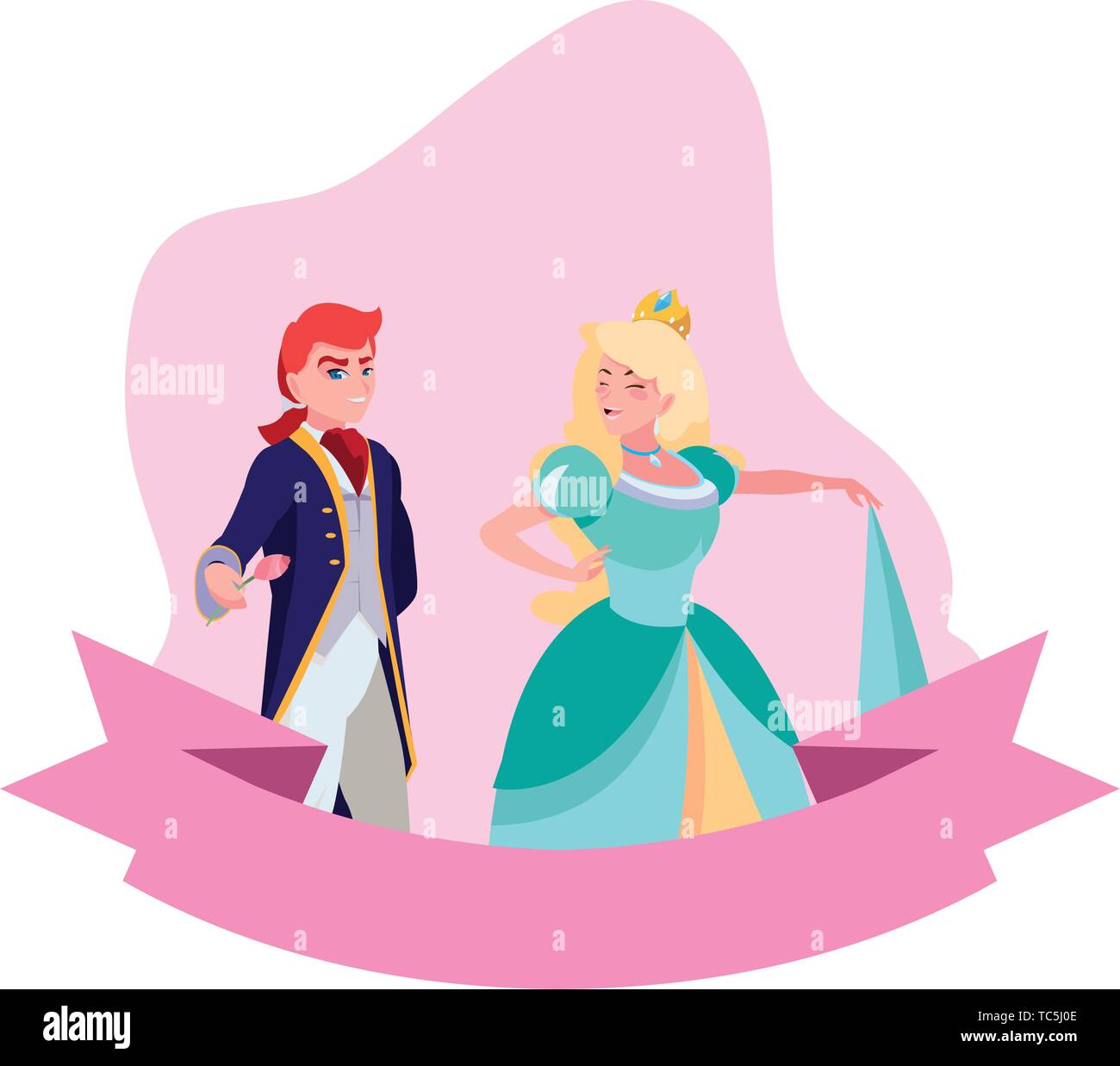 prince charming and princess of tales characters vector illustration ...