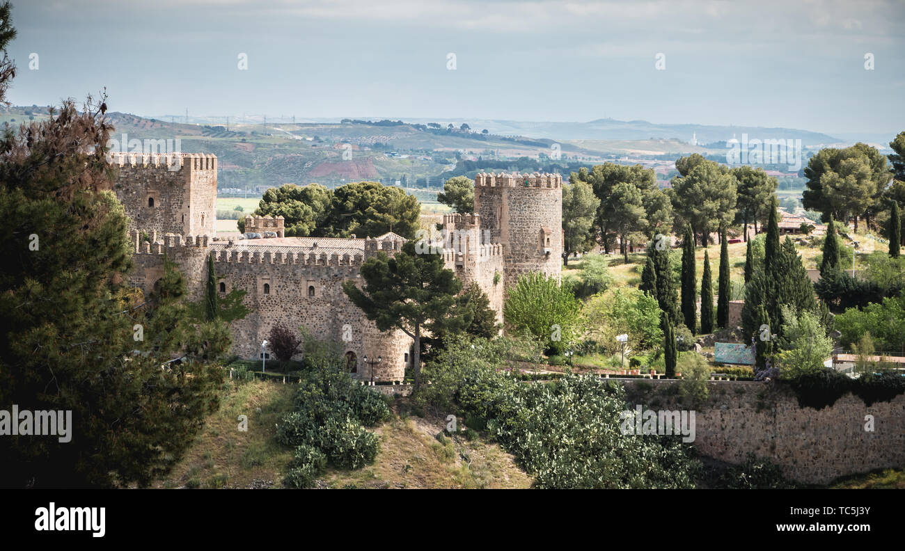 Toledo, Spain - April 28, 2018: view of the medieval castle of San ...