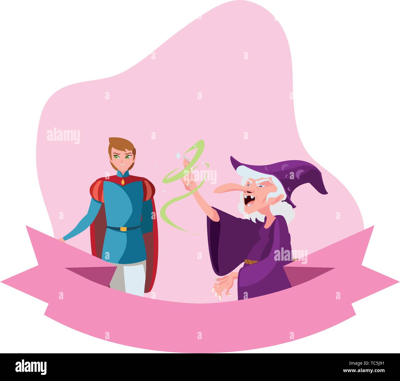 prince charming and witch of tales character vector illustration design ...