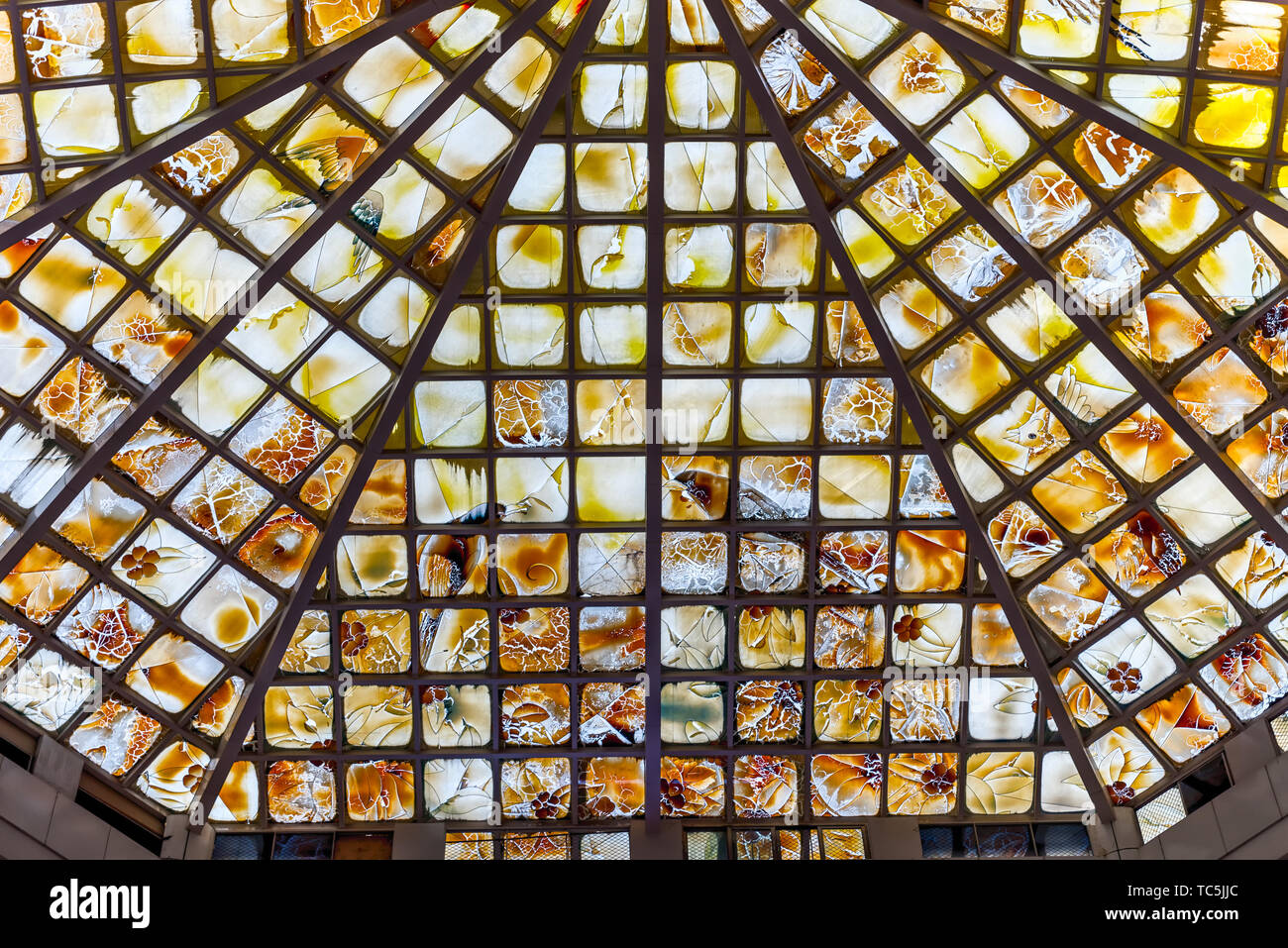 Modern stained glass roof close-up Stock Photo - Alamy