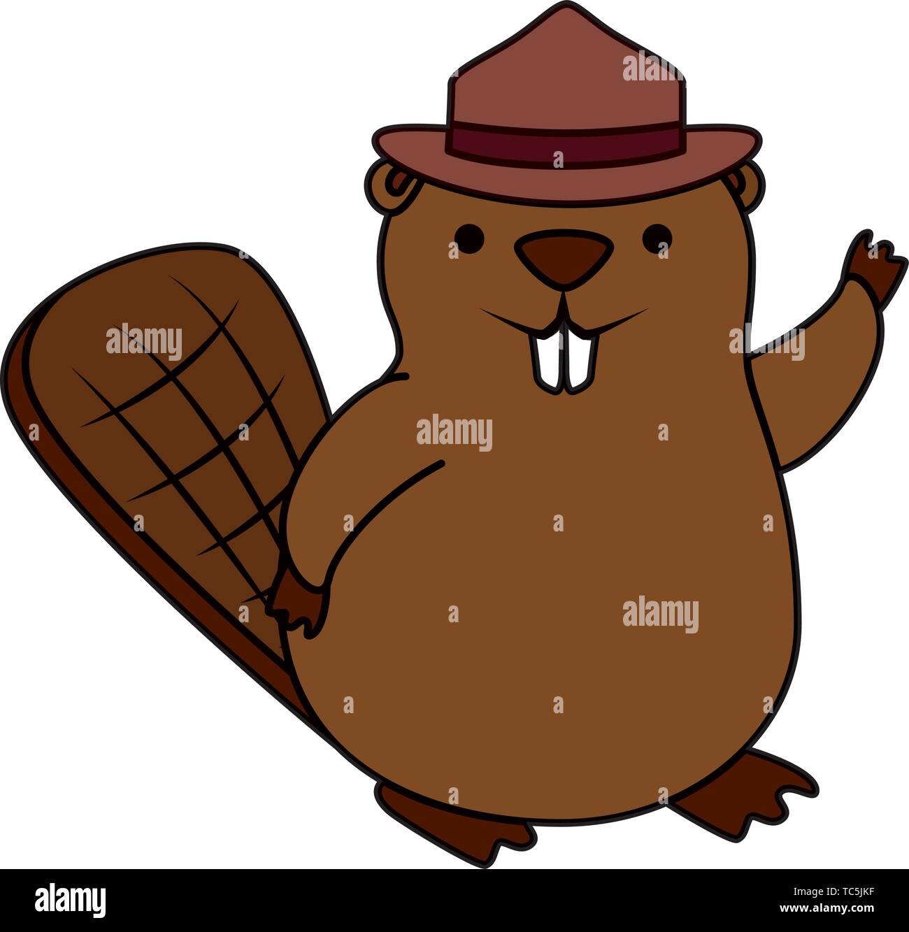 cute beaver with ranger hat mascot animal Stock Vector Image & Art - Alamy