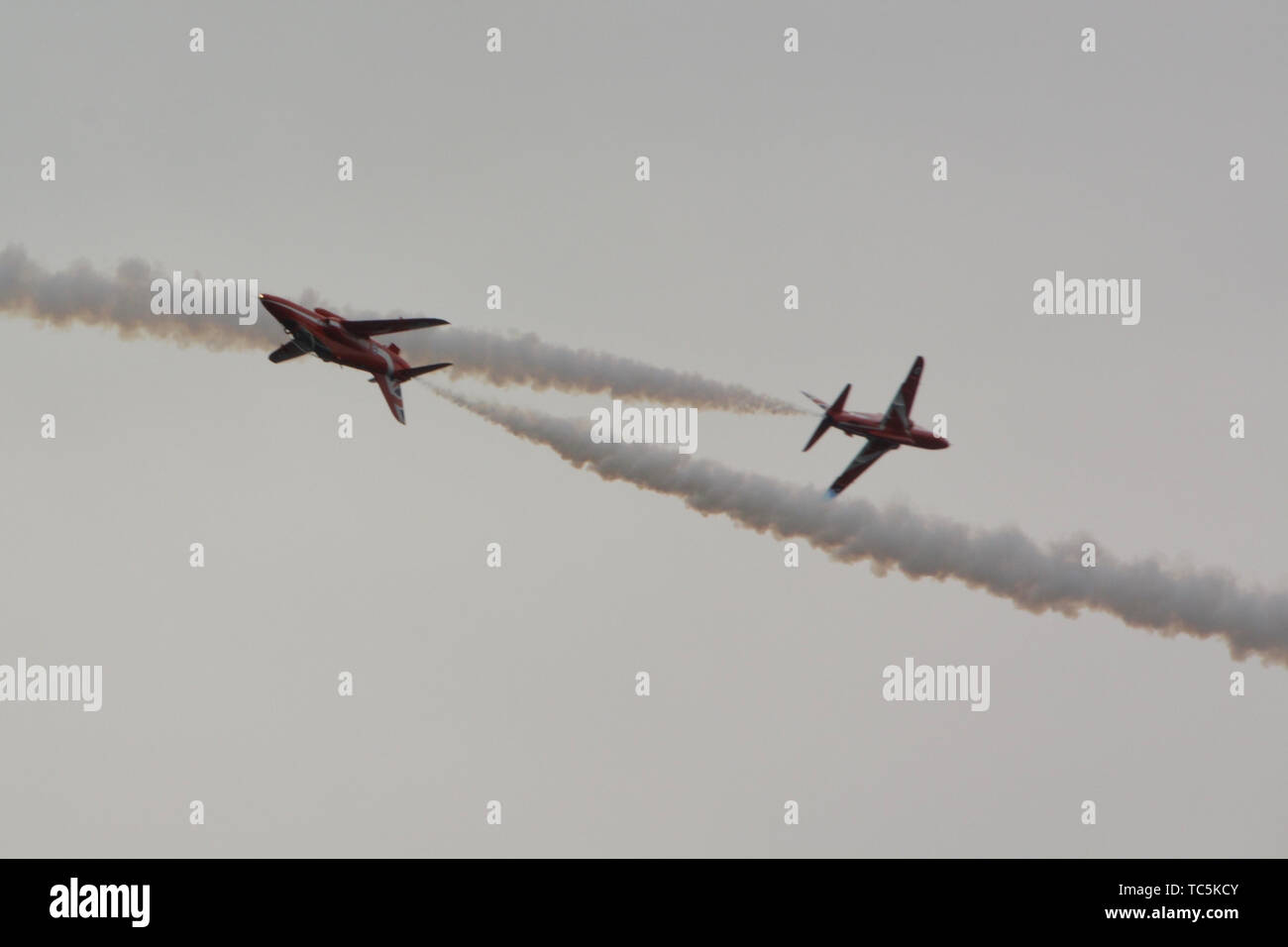 Red Arrows carry out a display over Portsmouth, during the ...