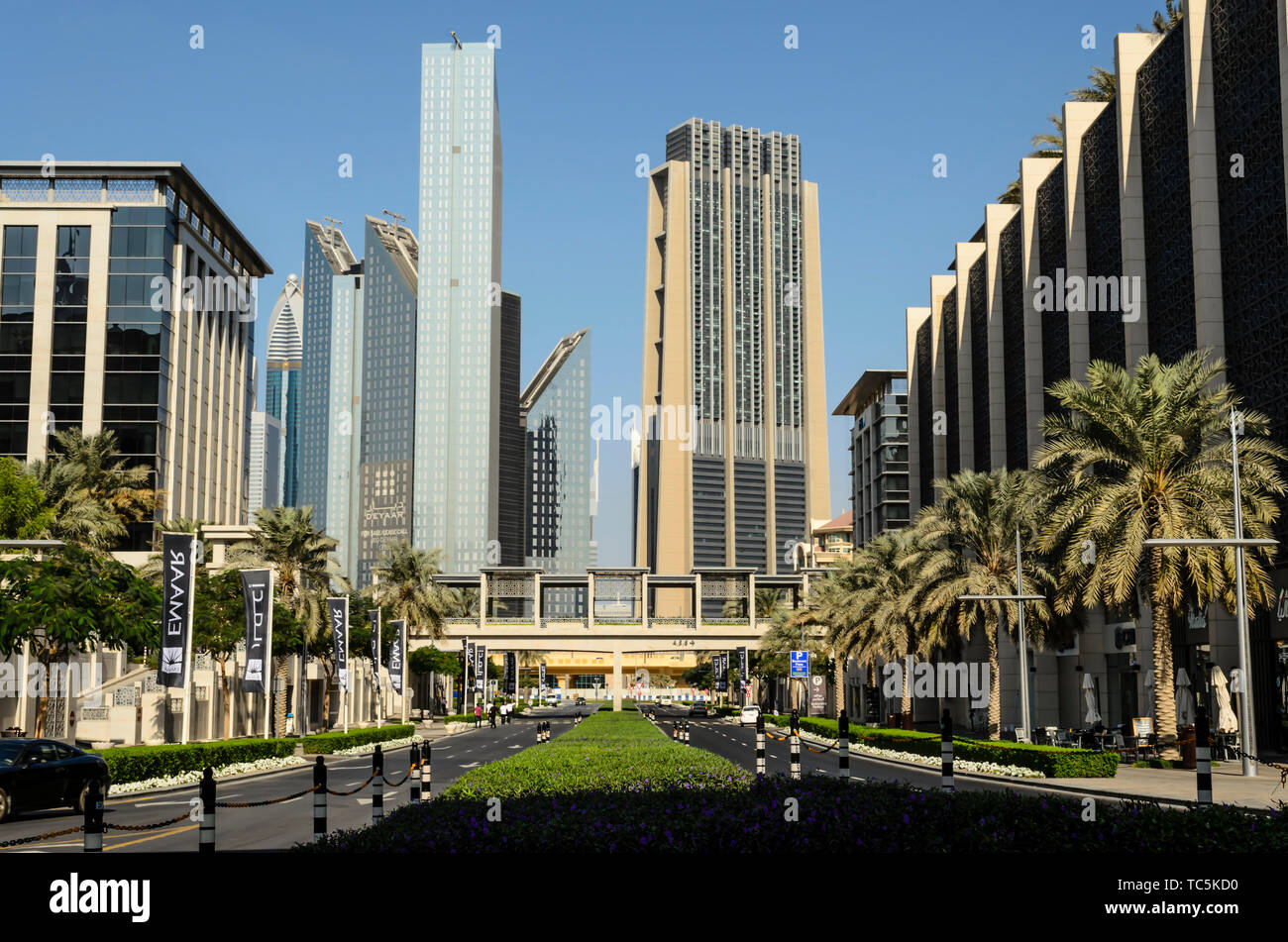 View of buildings around Al Sa'ada street in Dubai United Arab Emirates ...
