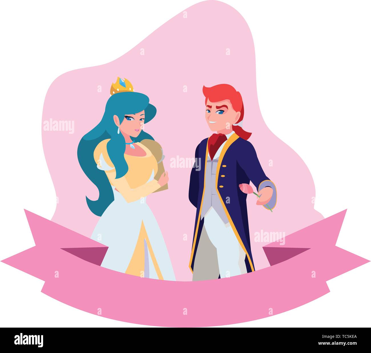 prince charming and princess of tales characters vector illustration ...