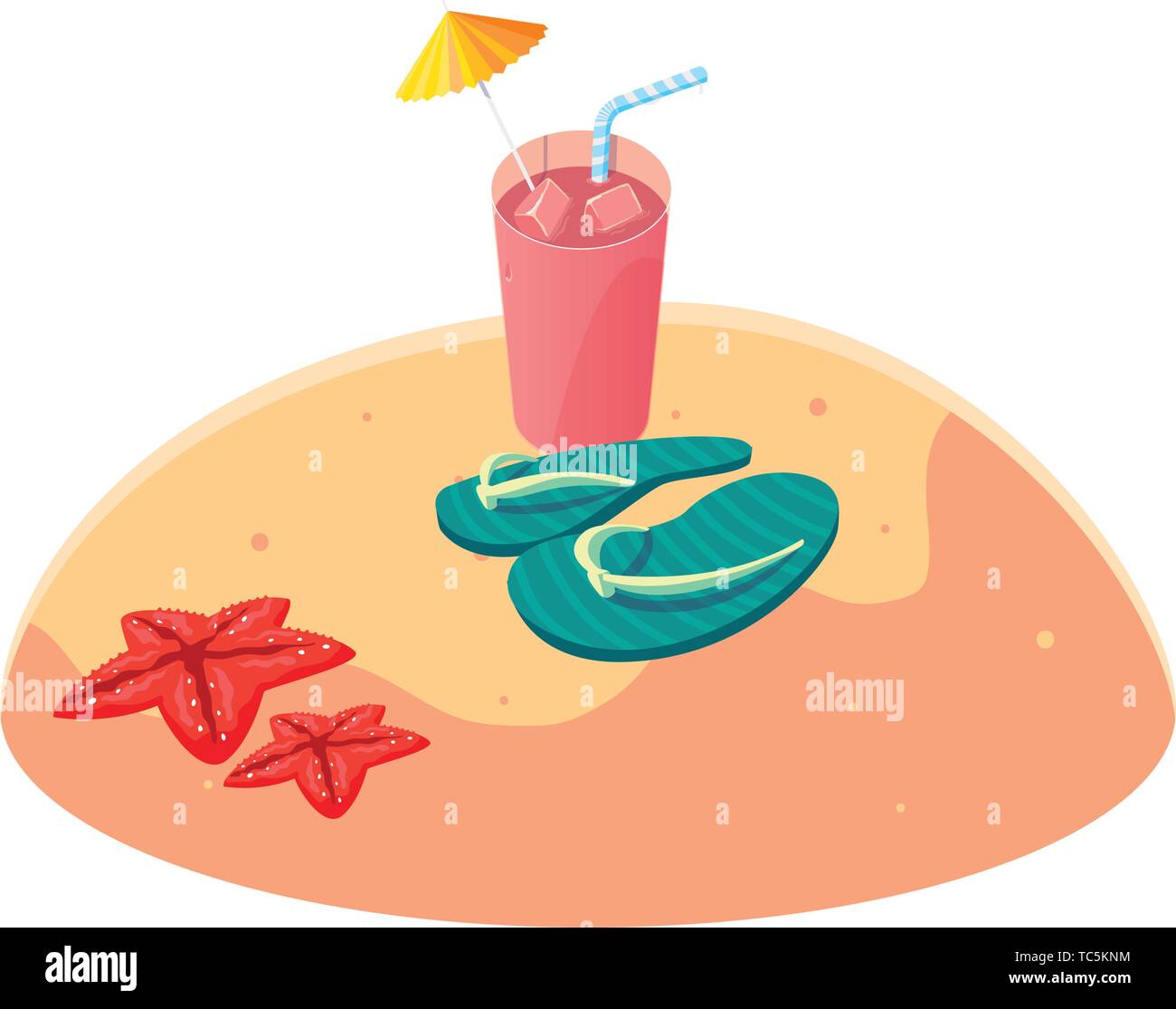 summer sand beach with flip flops scene vector illustration design ...