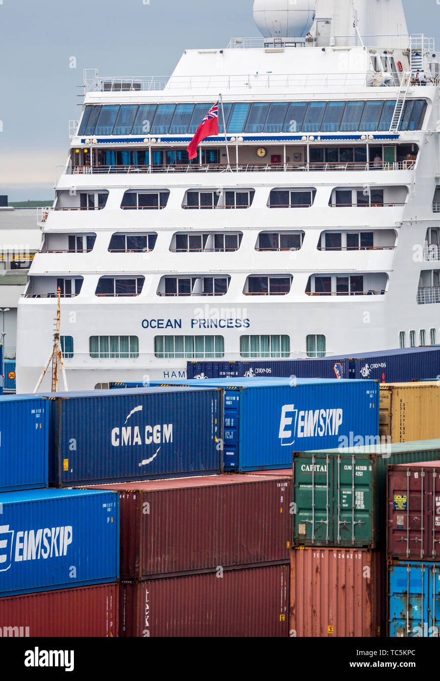 Cruise Ship and shipping containers, Reykjavik, Iceland Stock Photo - Alamy