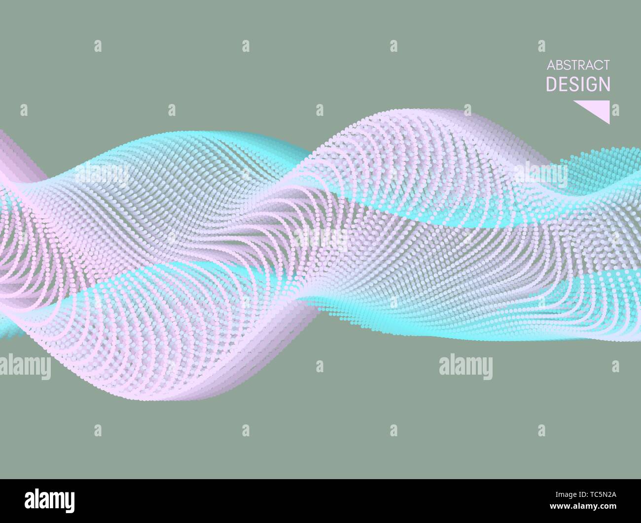 Wavy background. Array with dynamic particles. Composition with motion effect. 3d technology ...