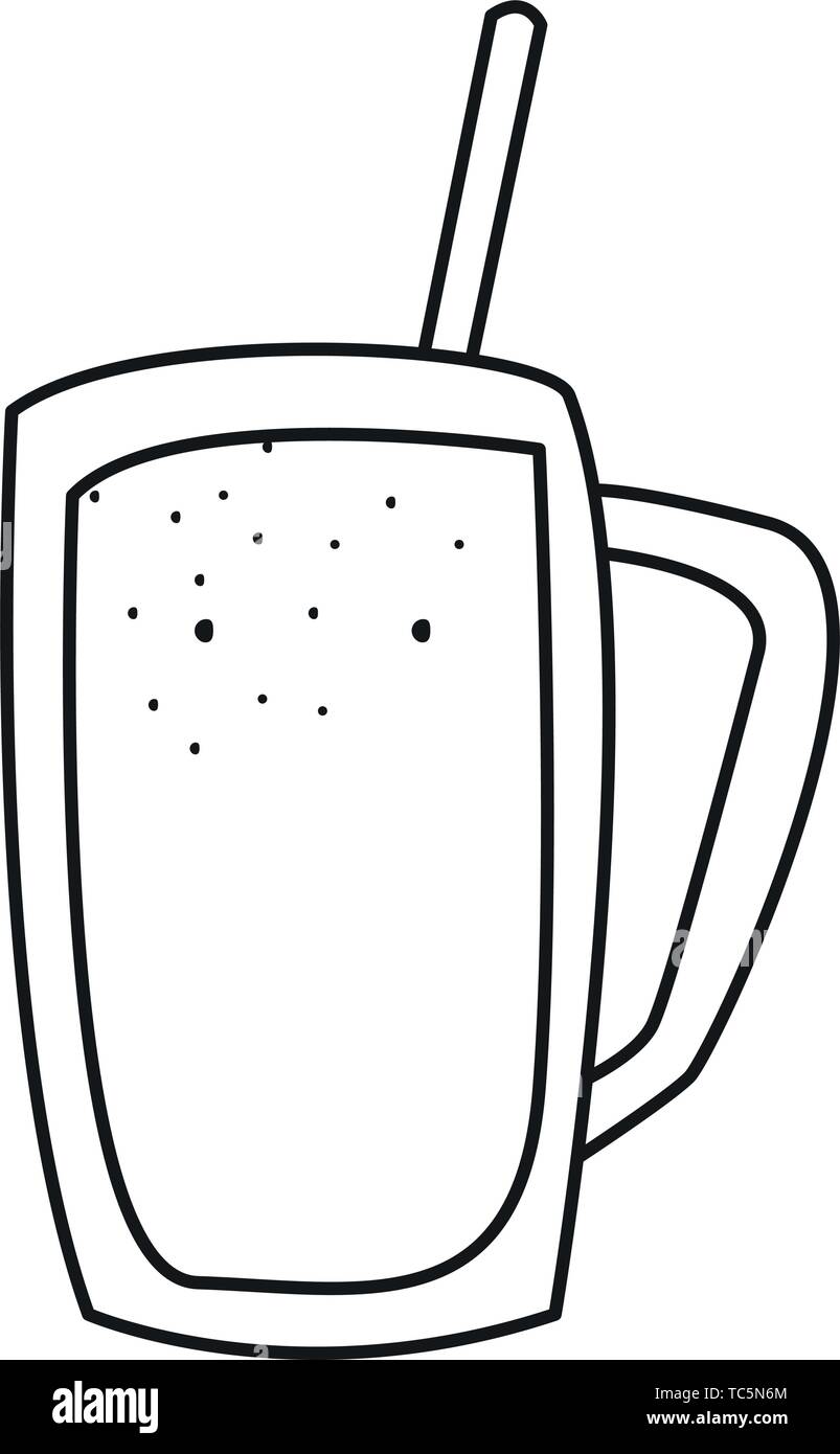 juice with straw outline sketch on white background vector illustration ...