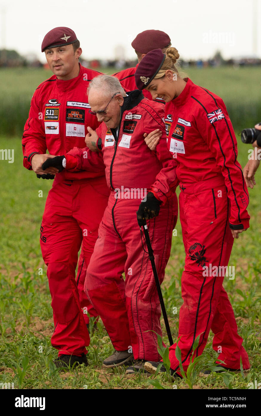 Veteran Harry Read, 95, after completing his tandem parachute jump with ...