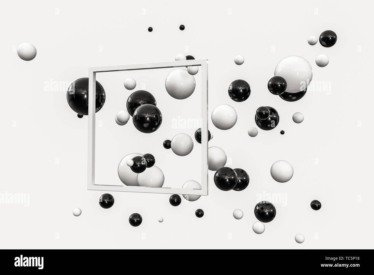 Three-dimensional rendering, floating sphere in space with solid color ...