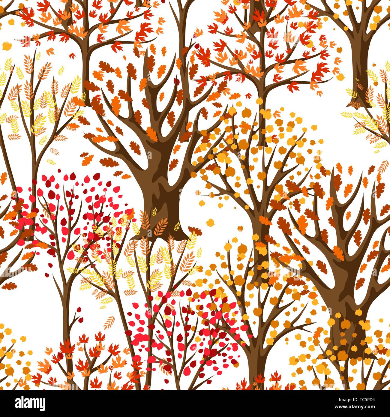 Autumn seamless pattern with stylized trees Stock Vector Image & Art ...