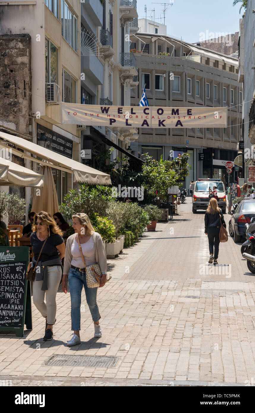 Ancient residential district of Plaka in Athens Greece Stock Photo - Alamy