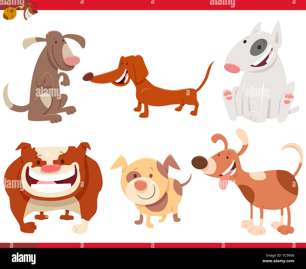 Cartoon Illustration of Funny Dogs or Puppies Pet Characters Set Stock ...