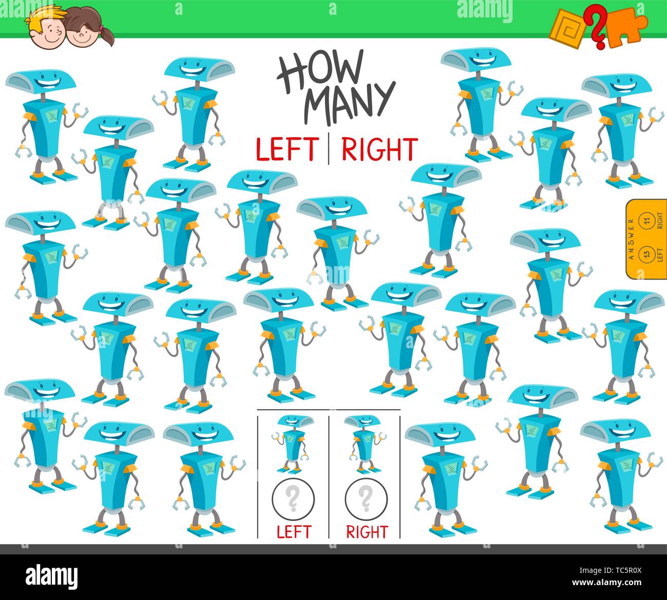 Cartoon Illustration of Educational Task of Counting Left and Right ...