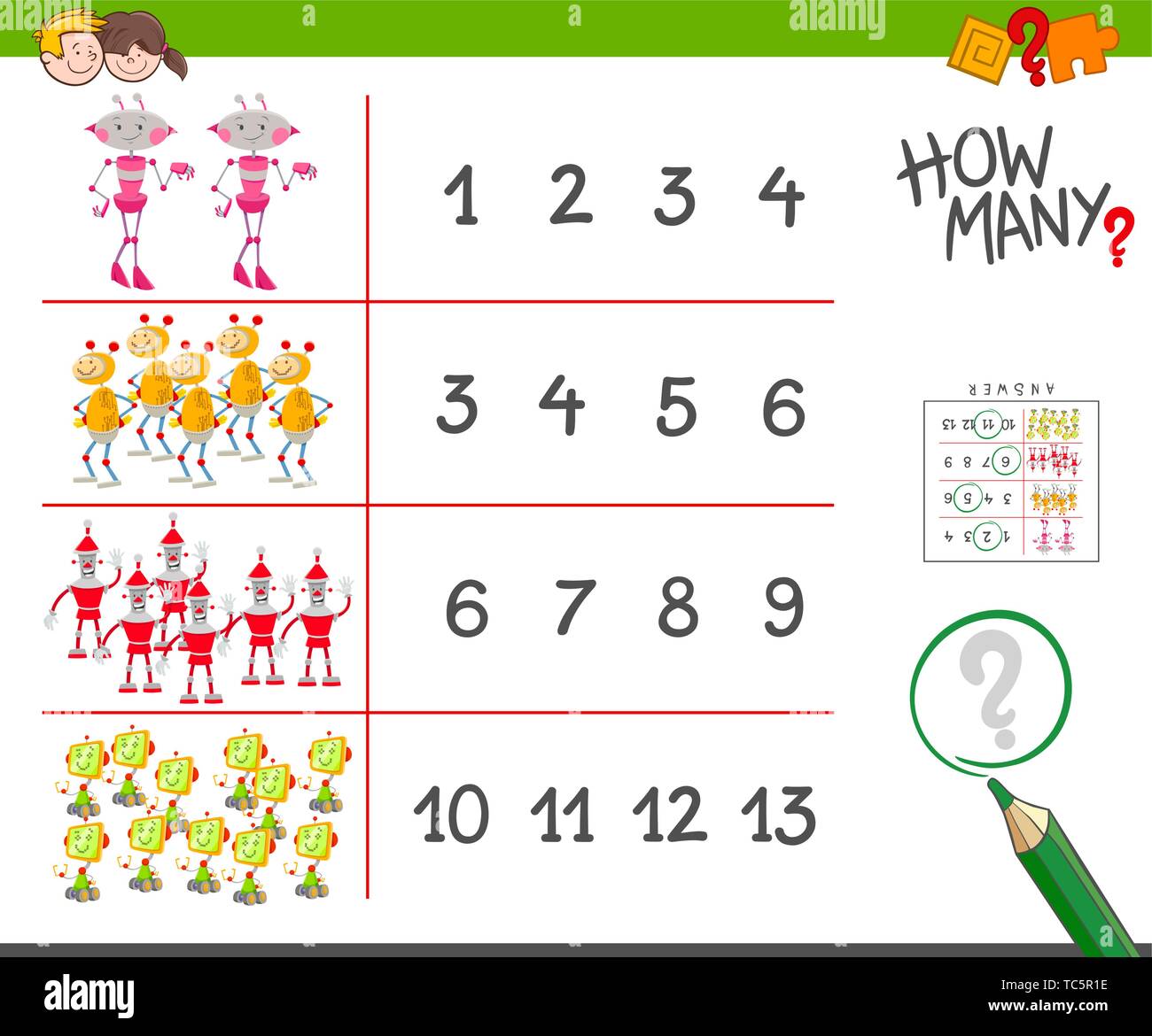Cartoon Illustration of Educational Counting Task for Children with ...
