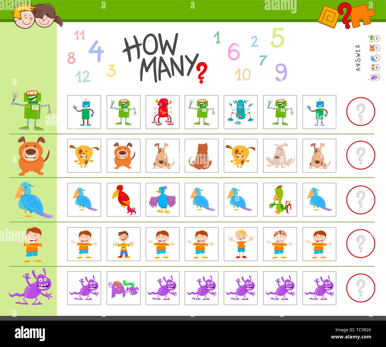 Illustration of Educational Counting Task for Children with Cartoon ...