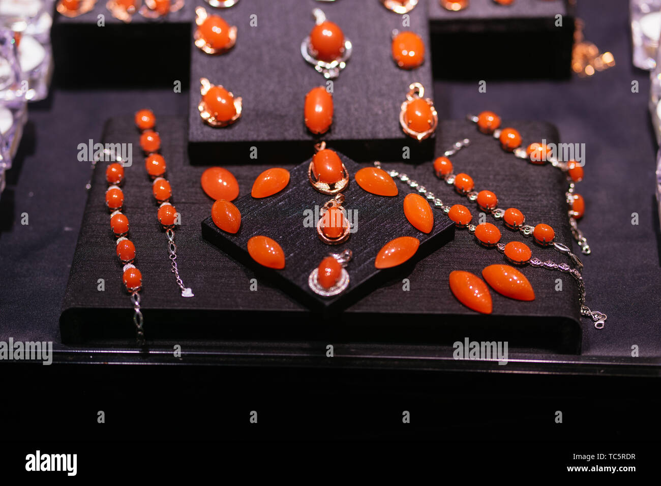 Ruby jewellery display Stock Photo - Alamy