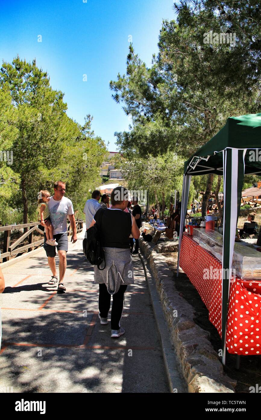 Rojales, Alicante, Spain- June 2, 2019: People buying on a sunny sunday ...