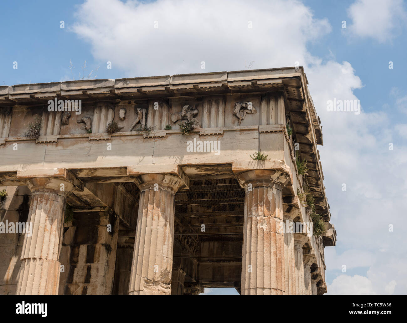 Detail of the Temple of Hephaestus in Greek Agora Stock Photo - Alamy
