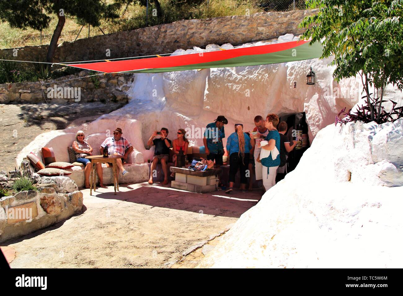 Rojales, Alicante, Spain- June 2, 2019: People enjoying at the terrace ...
