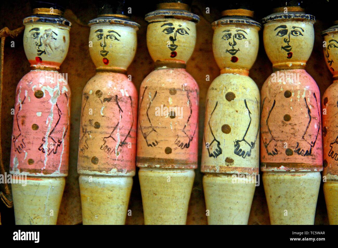 Old wooden skittles Stock Photo - Alamy