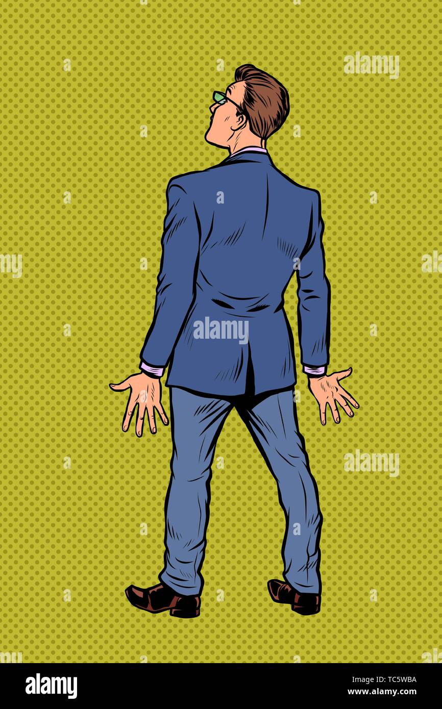 businessman stands back. Pop art retro vector illustration vintage ...