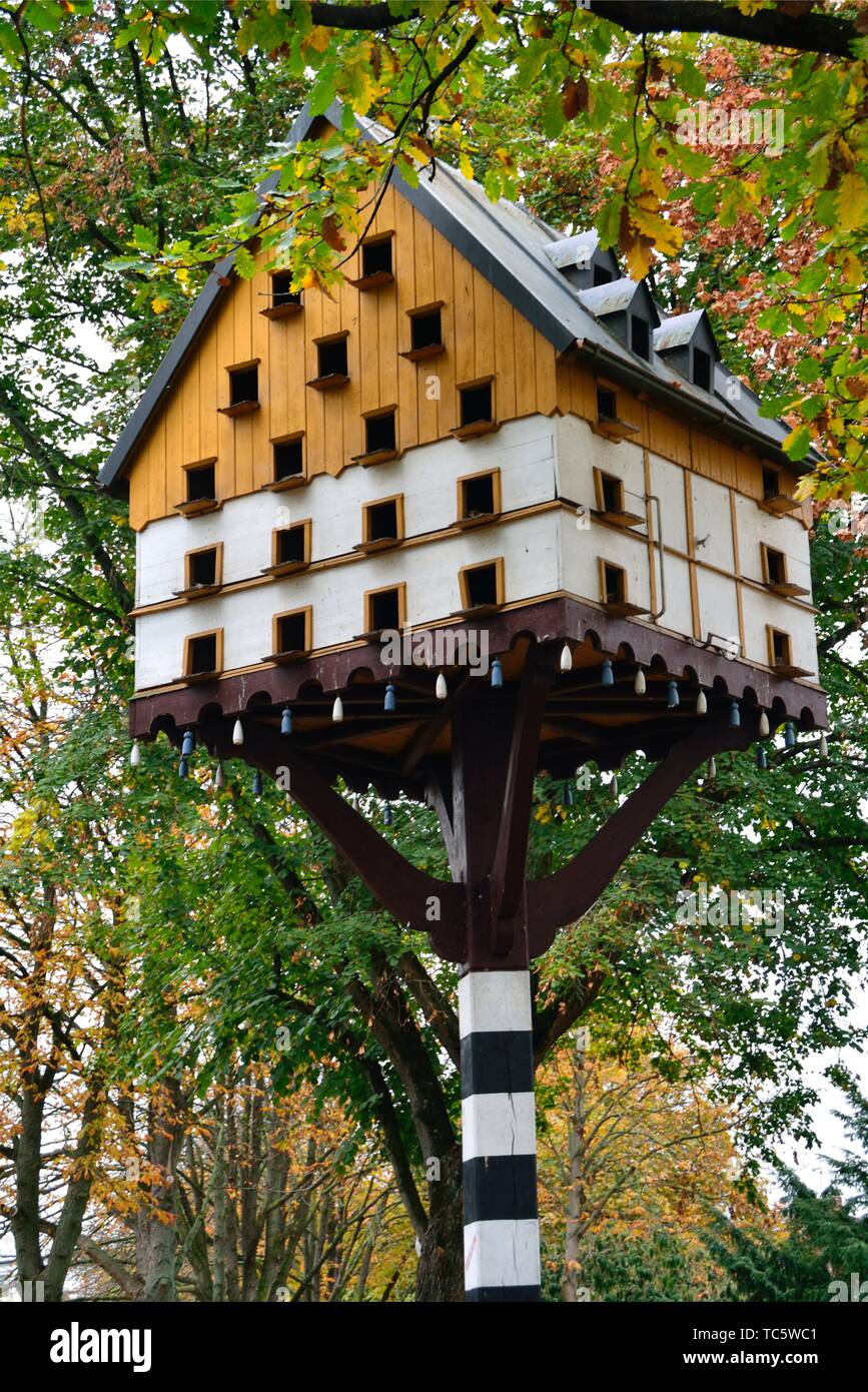 Dovecote in public park in city center near main train station ...