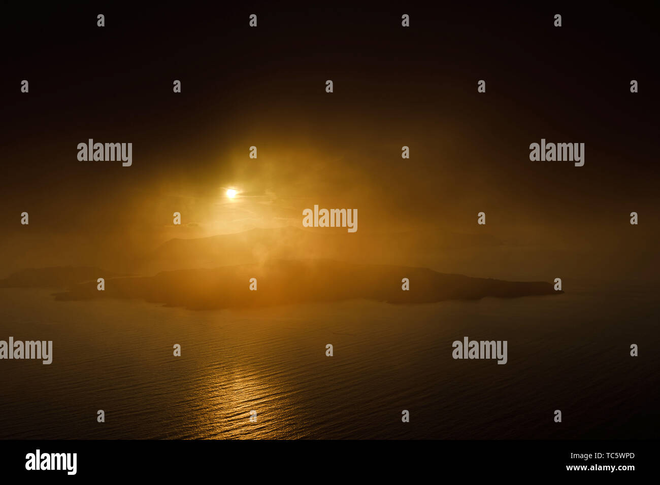 Elevated incredibly romantic sunset scene on Santorini Stock Photo - Alamy